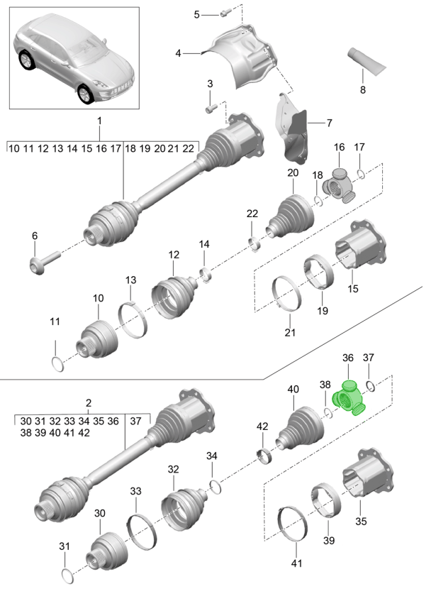 Porsche Macan Driveshaft Inner Joint 95B407363A - 95B407363A | Design 911