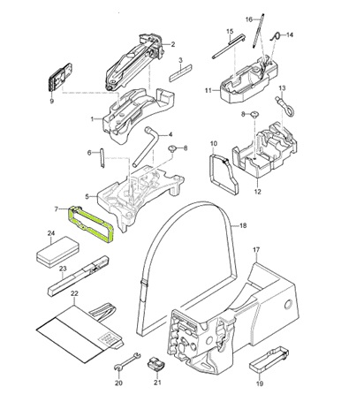 Holding strap for cars without jack. Porsche 958 Cayenne - 95872111100 ...