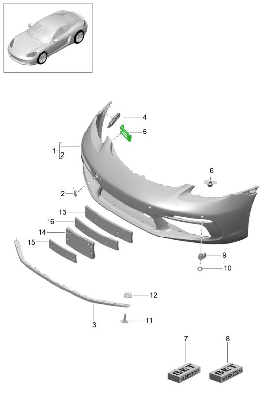 Porsche Front bumper fixing device 992807891, 98750571901, 98750571900 ...