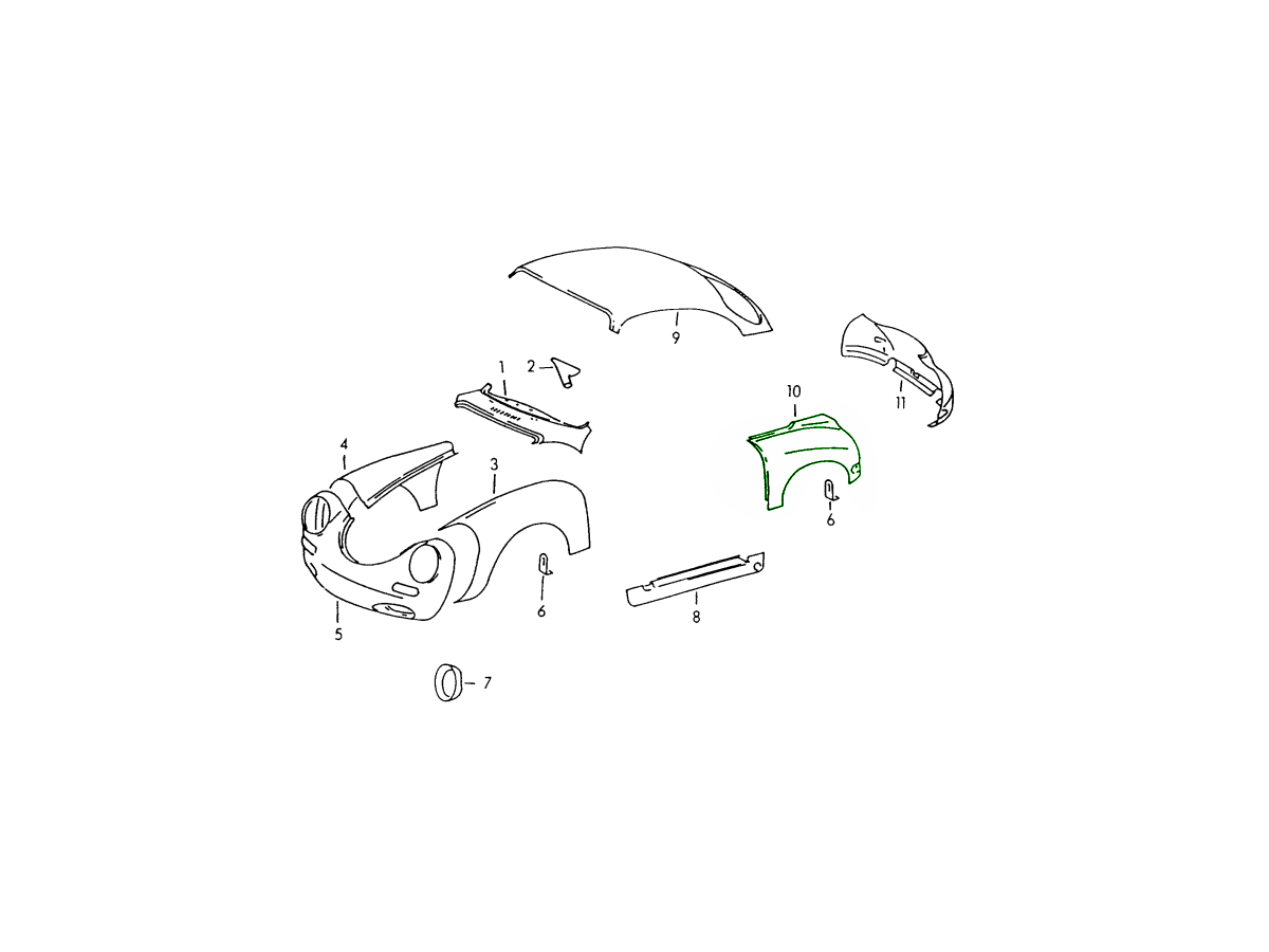 Rear wheel arch repair panel. Porsche 356 Pre A 1950-52 35651313 356 ...