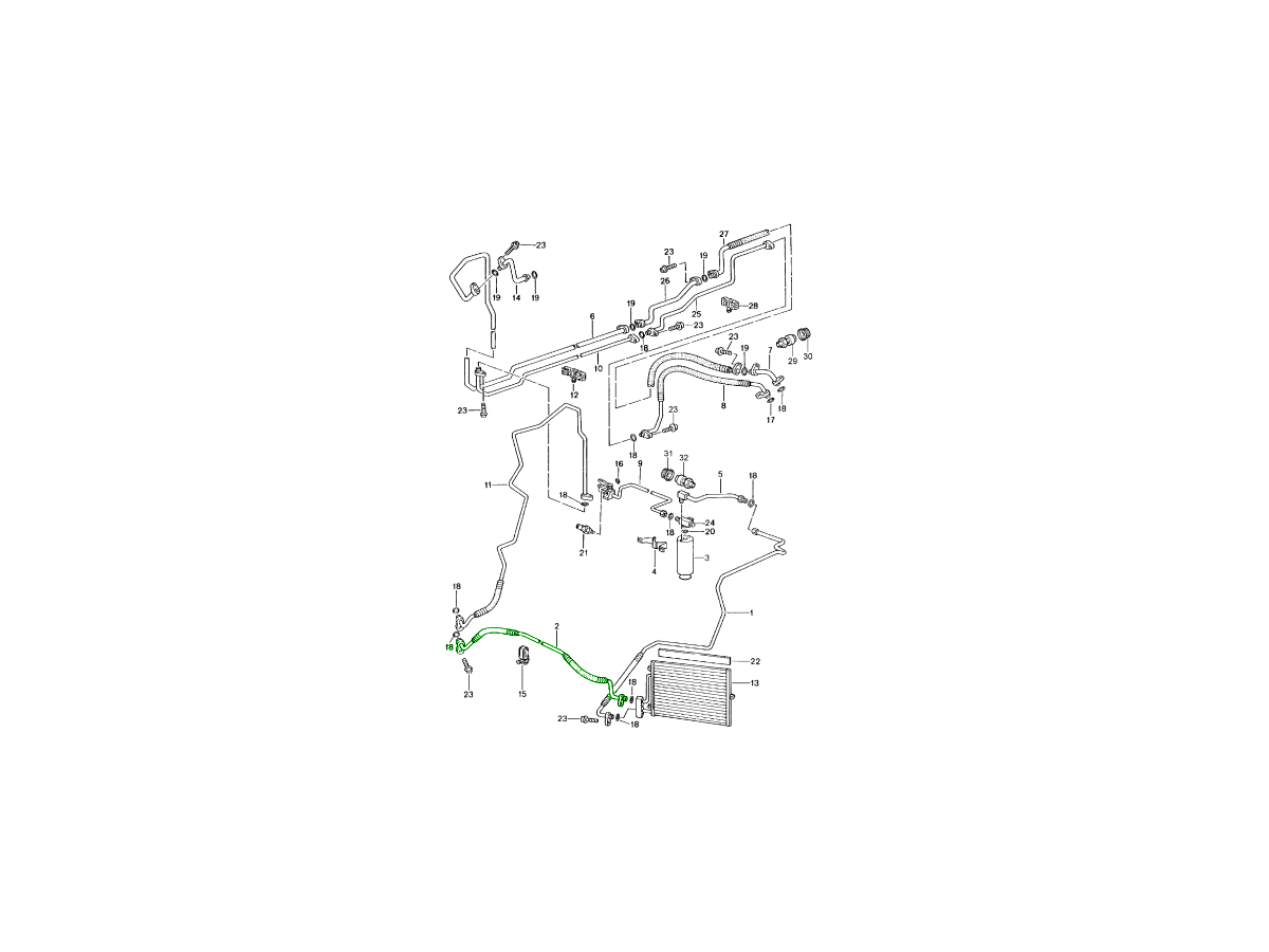 Air conditioning refrigerant condenser link pipe. Porsche 996 C4S / 996 ...