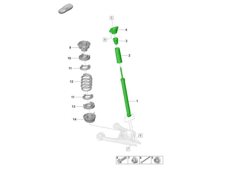 Rear shock absorber full assembly for PASM cars. Porsche Panamera 971 ...