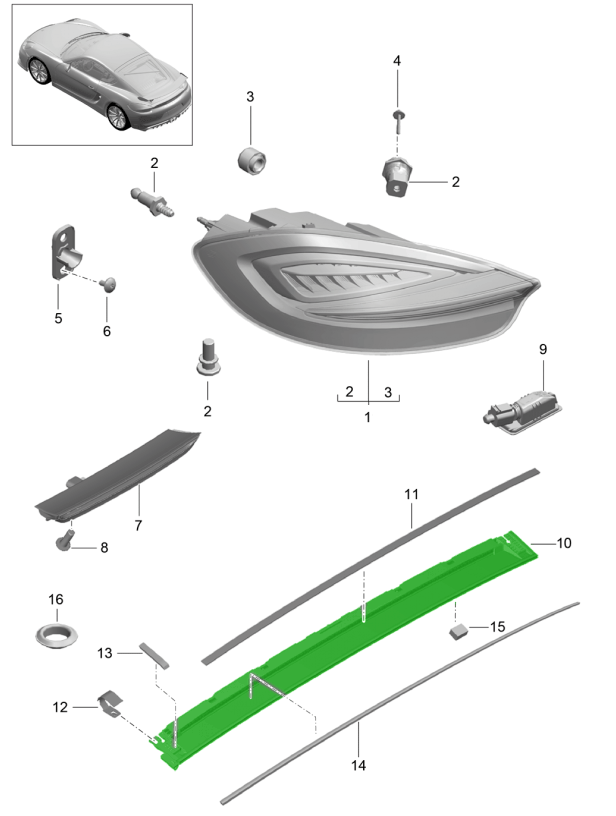 Porsche 981 GT4 Cayman 3RD Brake light red 98163118304 - 98163118304 ...