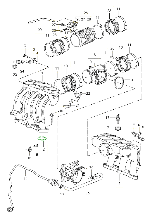 Original Porsche 99611024701 Intake air distributor gasket for Porsche ...