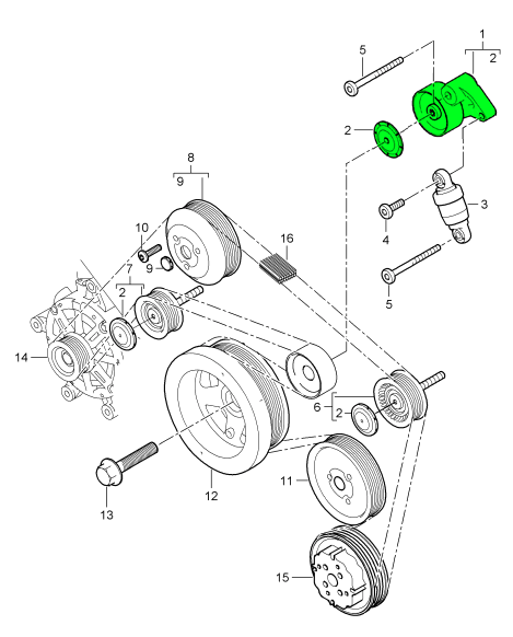 Porsche Cayenne Panamera Drive Belt Tensioning Roller Lever 94810240323 ...