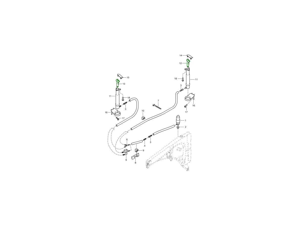 Headlamp washer jet. Porsche 957 Cayenne 95562816210 95562816110 ...