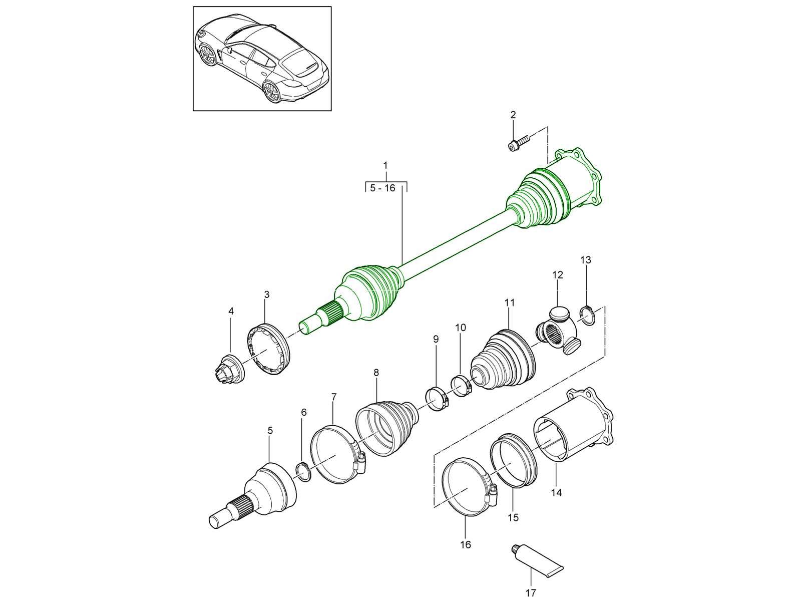 97034903803, 97034903804, 97034903806 Drive Shaft | Porsche Panamera OE ...