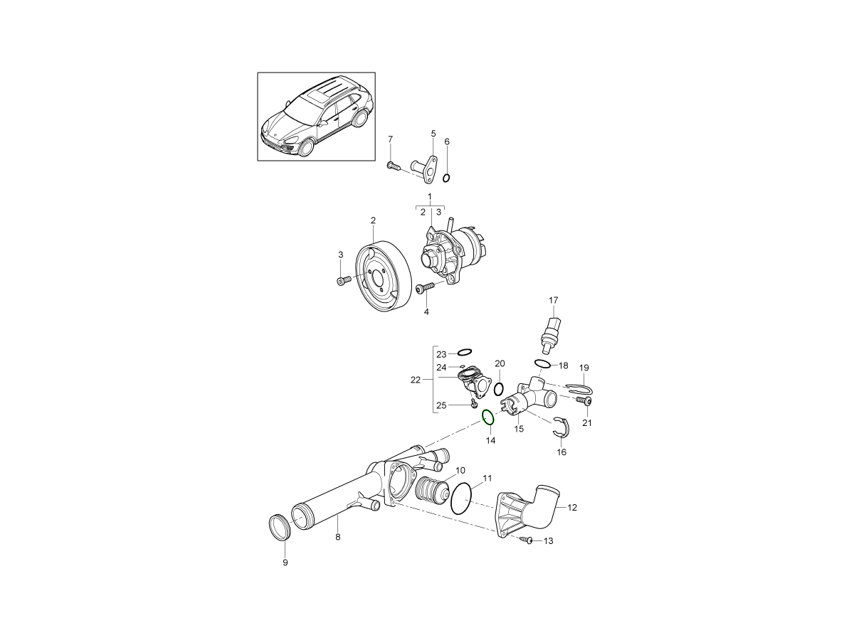 O-Ring for Thermostat Housing - 29x3.5 - for Porsche 957 & 958 Cayenne 3.6L V6 2007-2018 ...