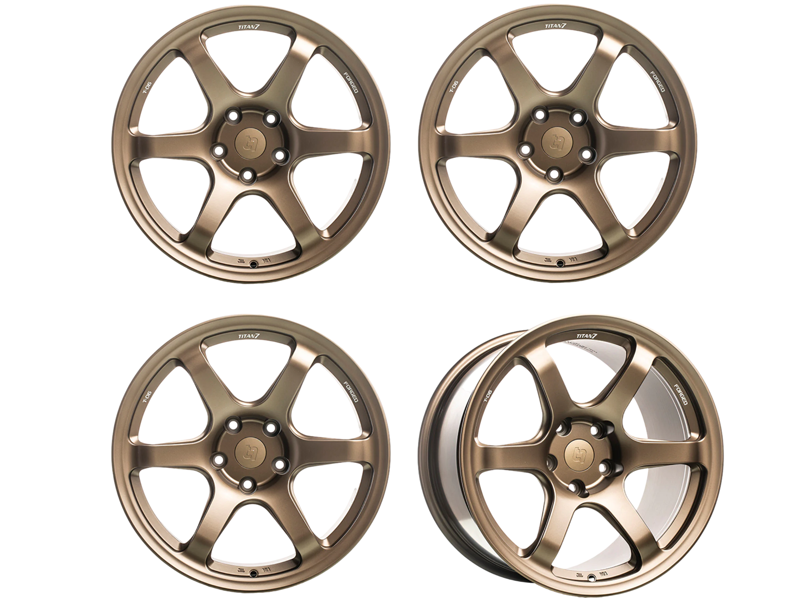 Titan 7 Forged T-D6E 6 Spoke Alloy Wheel Set 20" Techna Bronze. Porsche ...