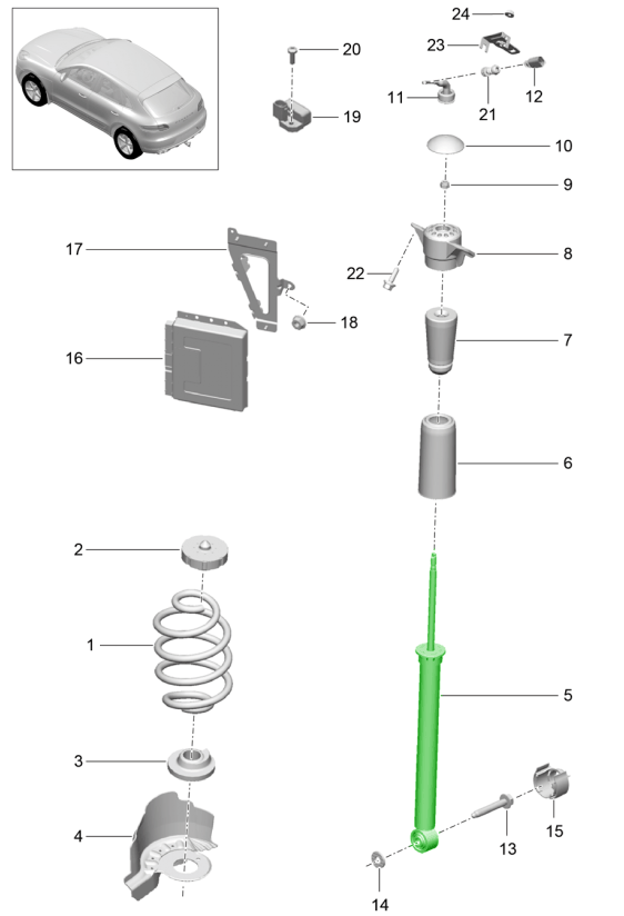 Shock absorber rear. Porsche 95B Macan 95B513035H, 95B513035 ...