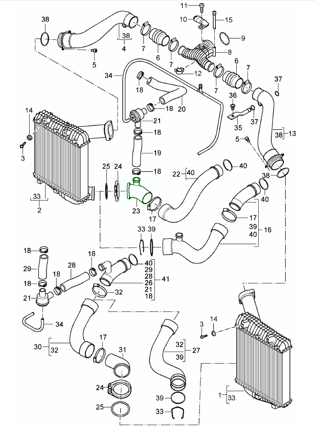 Porsche 955 Cayenne Turbo Intercooler Pressure Hose 95511036801 ...
