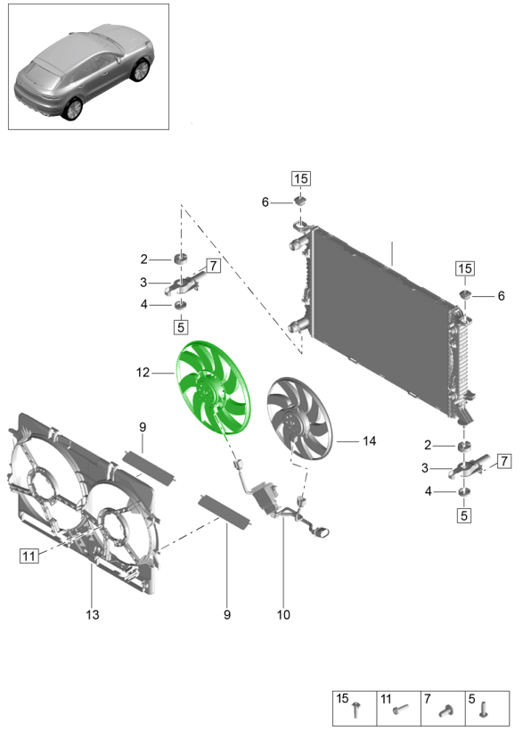 Porsche Macan 2.0L Water radiator electric fan 9A795945516 ...