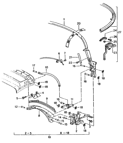 Porsche 986 Convertible Top Support - 9865614430070C | Design 911