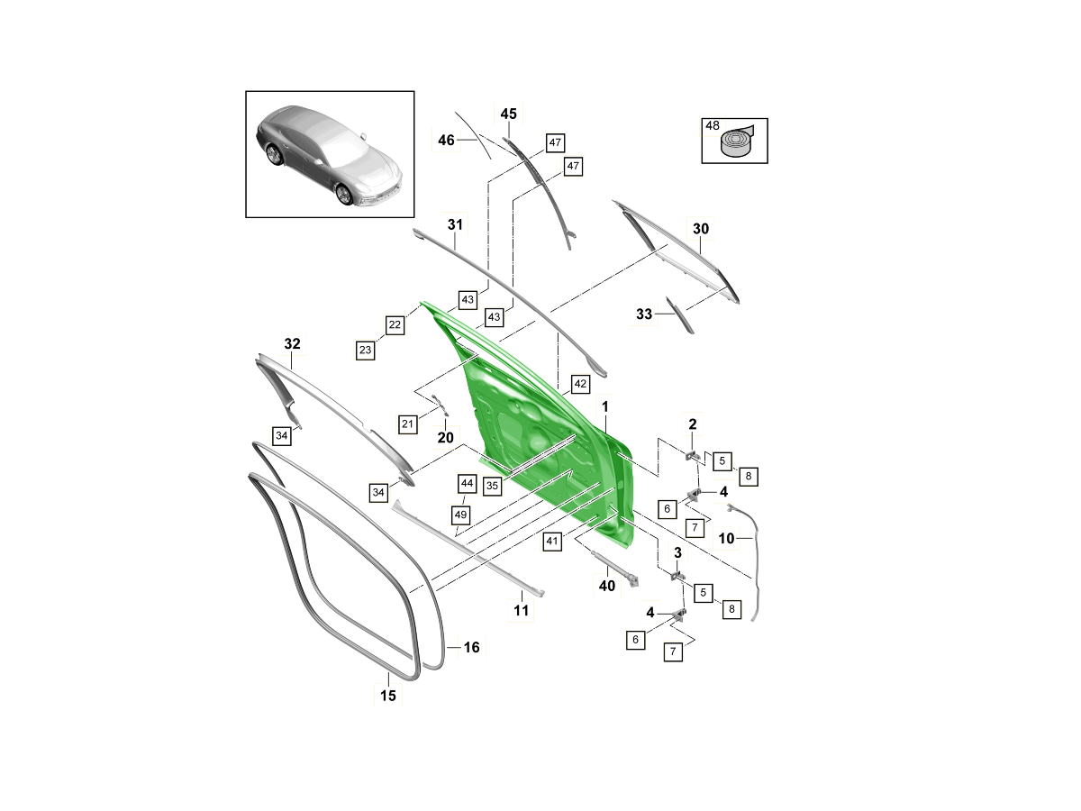 Porsche Doors, Hinges & Striker Plates | OEM Body Panels & Hardware ...