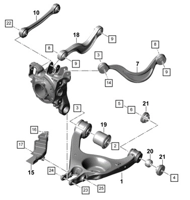 Rear upper centre track control arm. Porsche 971 Panamera - 971505323B ...