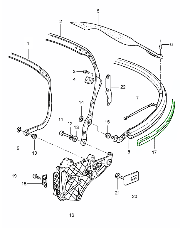 Porsche 996 997 Convertible top seal 99656169300 - 99656169300 | Design 911