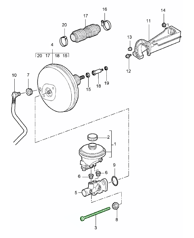 Porsche 997 Boxster Cayman Brake master cylinder bolt 99907361501 ...