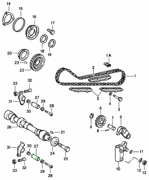 Rocker arm adjuster and securing nut set. Porsche 911 1965-89 / 964 ...