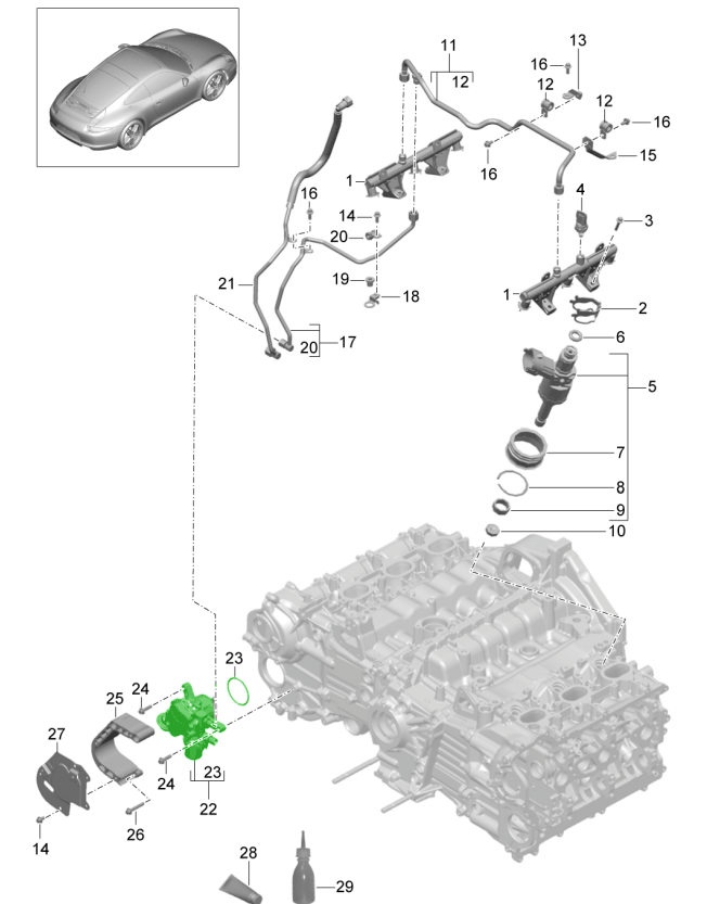 Porsche 981 Boxster Cayman High pressure fuel pump 9A111031506 ...