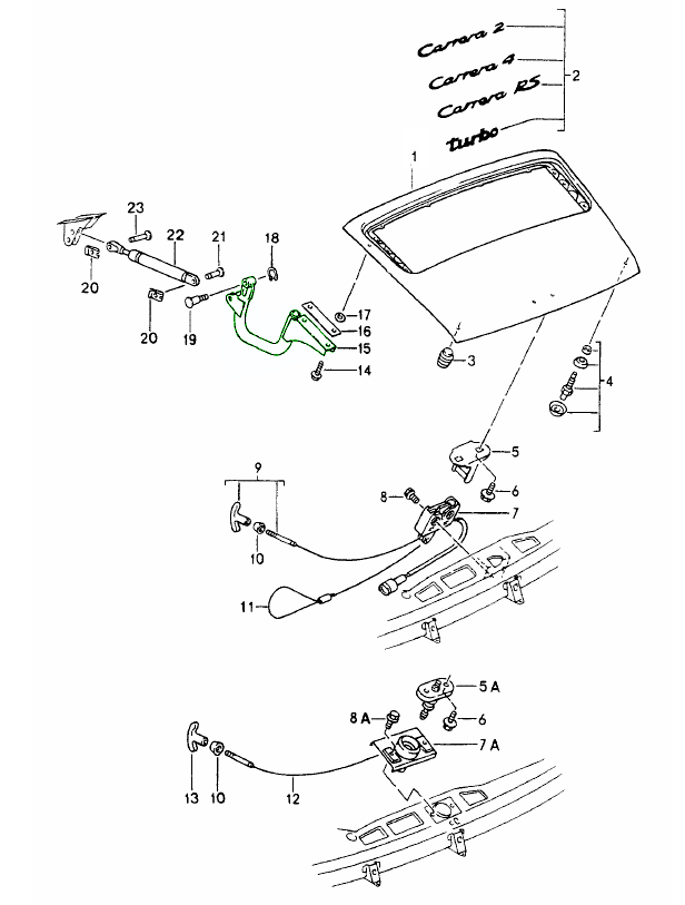 Porsche 964 Rear lid hinge 96451202302 - 96451202302 | Design 911