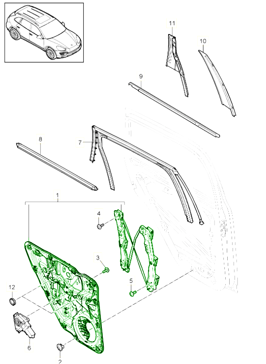 Porsche 958 Cayenne Window regulator 958839462 and 958839461 ...