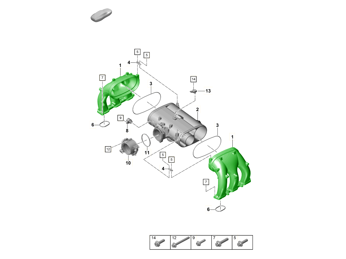 Porsche 982 Boxster Cayman Intake air distributor 0PB129713C ...
