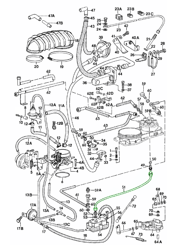 Porsche 911 Fuel line from warm-up regulator to fuel distributor ...