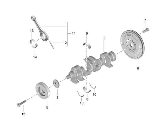 Crankshaft main bearing set. Porsche 95B Macan 2.0ltr - 95810124300/1 ...