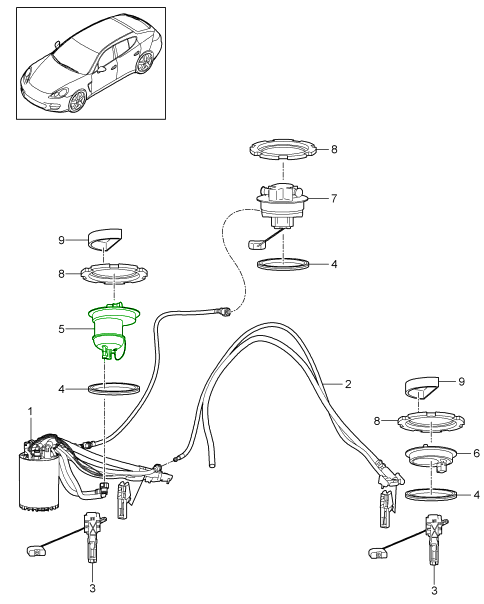 Porsche 970 Panamera Flange with fuel filter Right 97020142400 ...