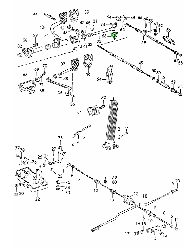 Porsche 911 912 Clutch pedal return spring 90142331700 - 90142331700/1 ...
