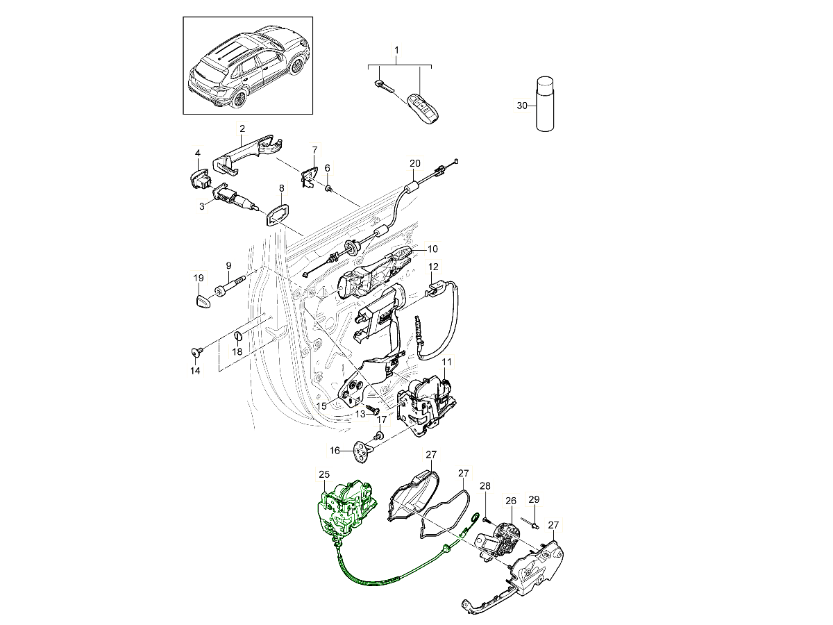 Porsche 958 Cayenne RHD Front door lock 95853101502 95853101602 ...