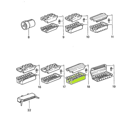 High profile 14-pin plug connector housing for engine loom. Porsche 911 ...
