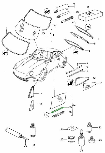 Porsche 911 964 993 Window Lifter Rail Rubber Seal 91154249140 ...