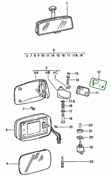Original Porsche 91153119700 and 91153119800 Door mirror reinforcement ...