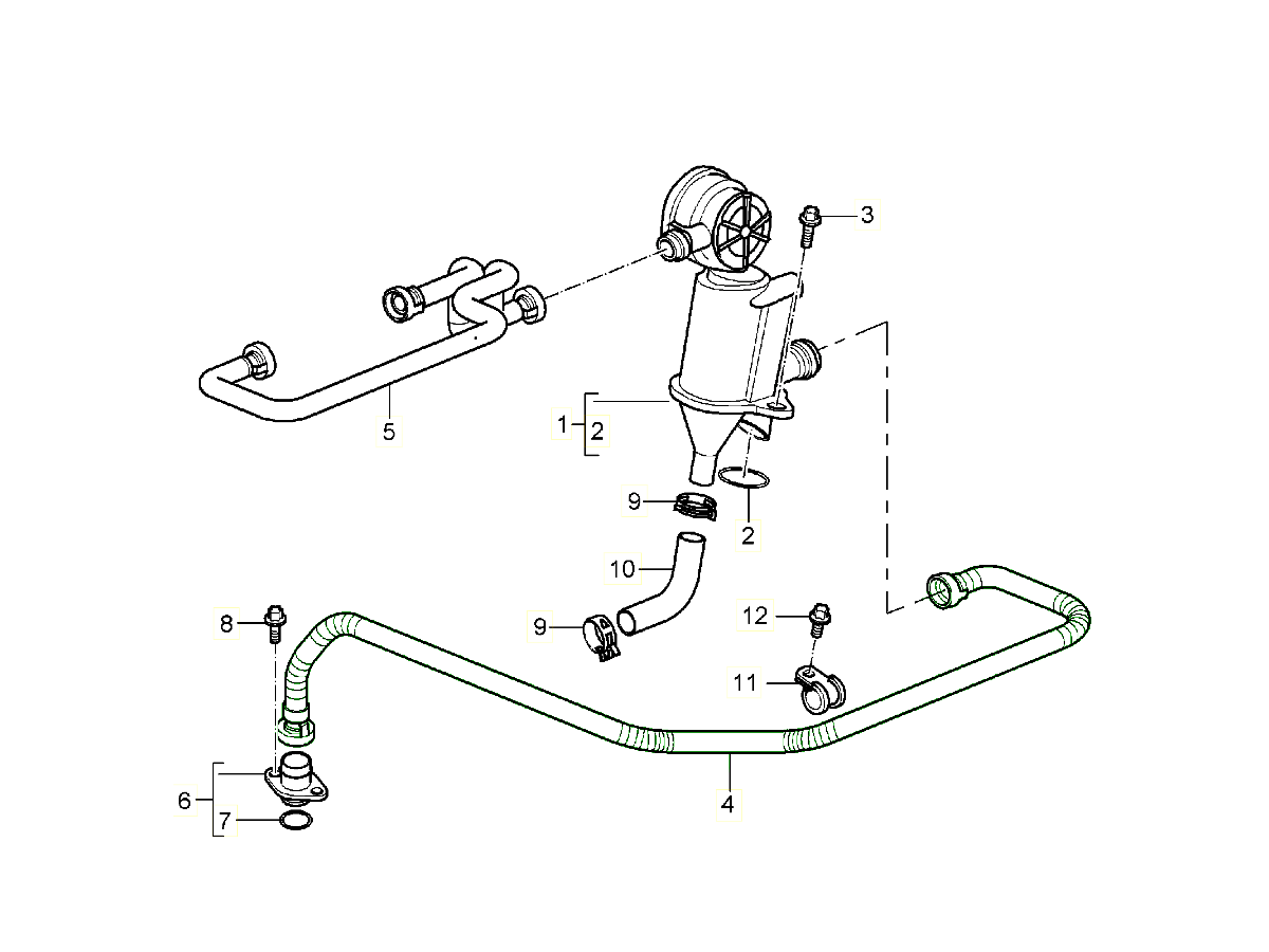 Porsche 987 Boxster Cayman Oil separator breather line 98710724601 ...