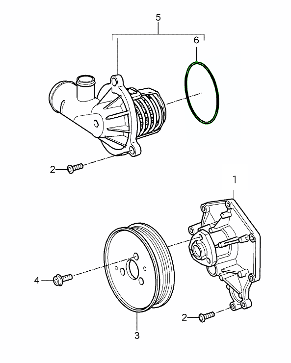 Porsche Cayenne Diesel Water pump thermostat housing with insert and ...