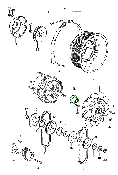 Porsche 964 Alternator Bearing Fan Blade 96410605130 - 96410605131 ...