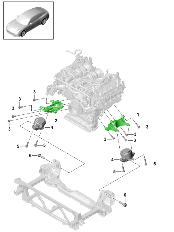 Porsche 971 Panamera Engine support bracket 9A7199307A and 9A7199308A ...