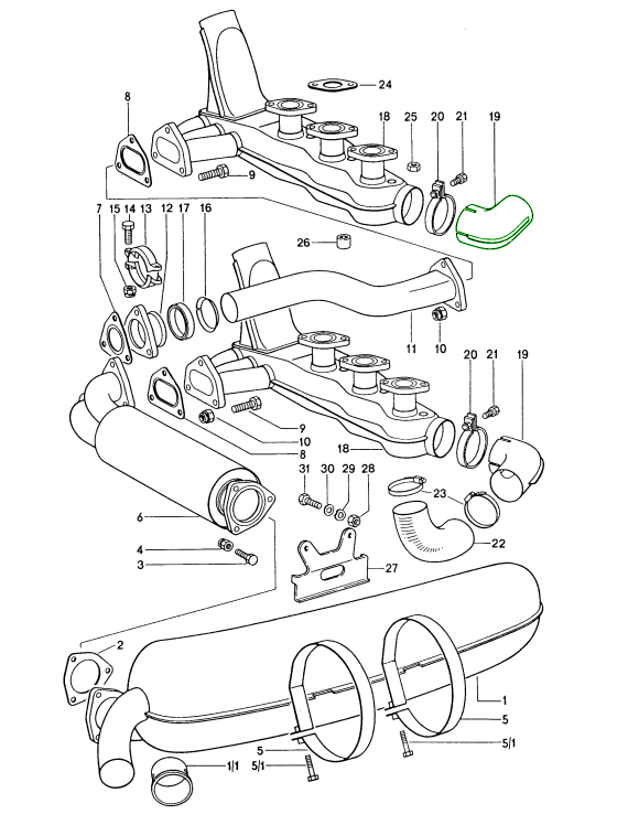 Porsche 911 Heat Exchanger Elbow Connector 91121113100ger 91121155300 ...