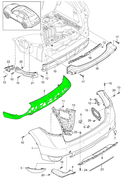 Porsche 958 Cayenne Rear Bumper Support Frame 958505521009B9 ...