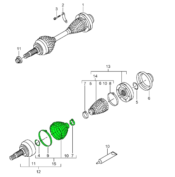 ODM 21-990289 Porsche 95534990400 CV Joint boot KIT Constant Velocity ...