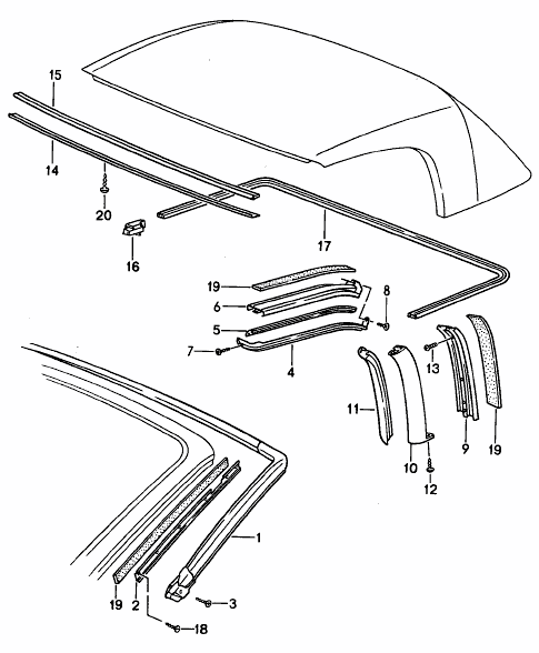 Porsche 968 Cabrio Front Windscreen Seal - 94155554610 | Design 911