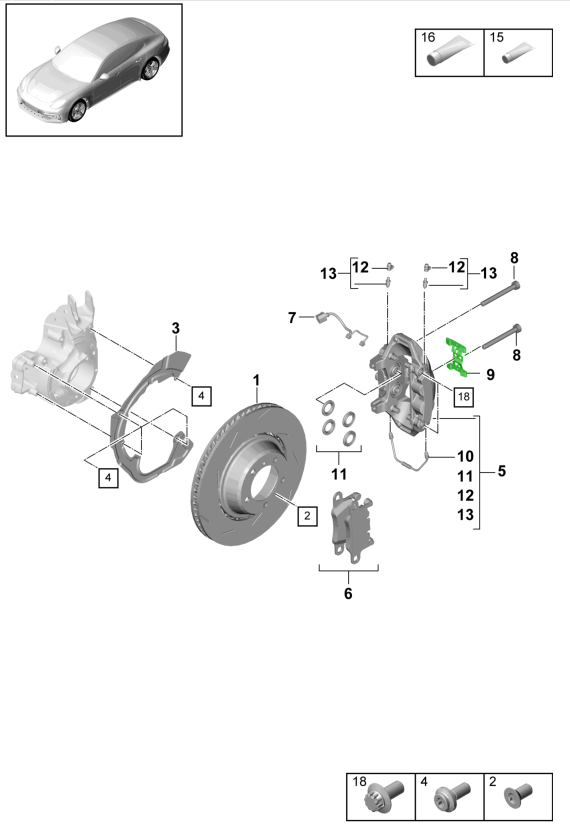 Porsche 9YA Cayenne Brake caliper spring 971698995 - 971698995 | Design 911