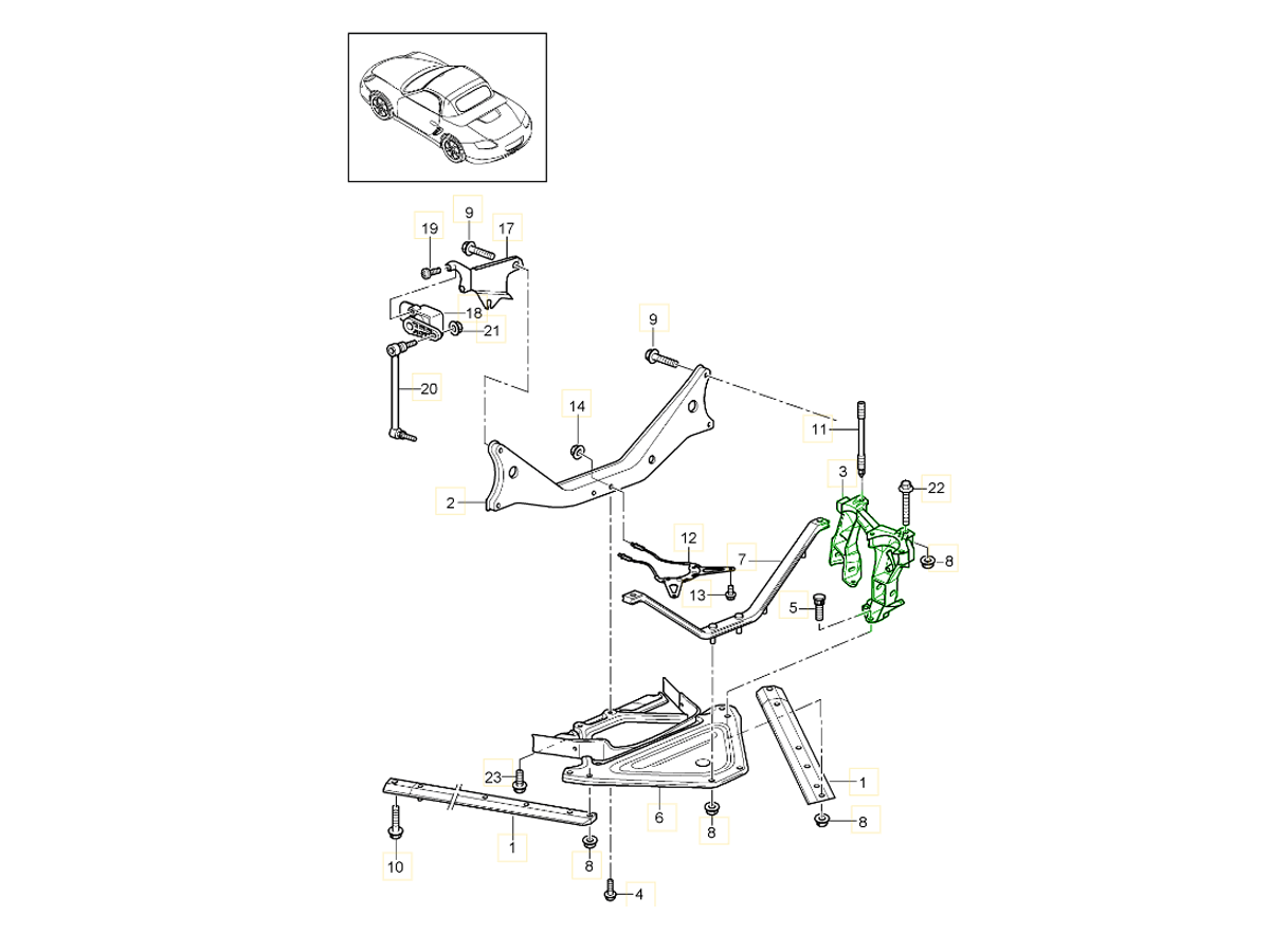 Porsche 987 Boxster Cayman Rear suspension side section 98733105124 ...
