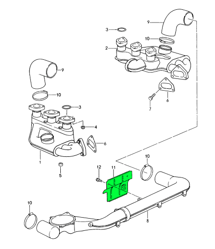 Porsche 993 Air Distribution Pipe Heat Shield 99321121304 - 99321121304 ...