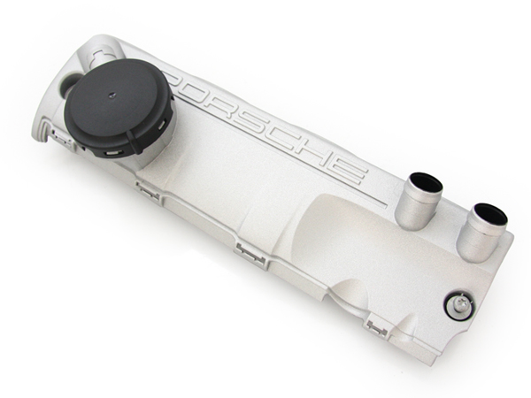 Air / Oil separator silver cover, Cyl. 5-8 Porsche 957 Cayenne Turbo ...