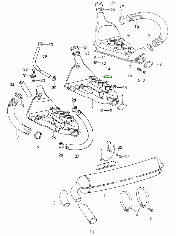 Porsche Exhaust Gasket Heat Exchanger to Manifold 93011119113 ...