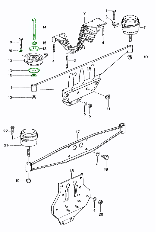 Porsche Carrera RS Engine Mount Engine mount fitting kit. - 964MOUNTKIT ...