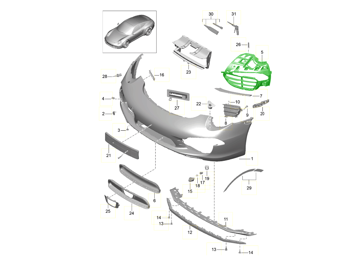 porsche front bumper plastic grilles | Design 911