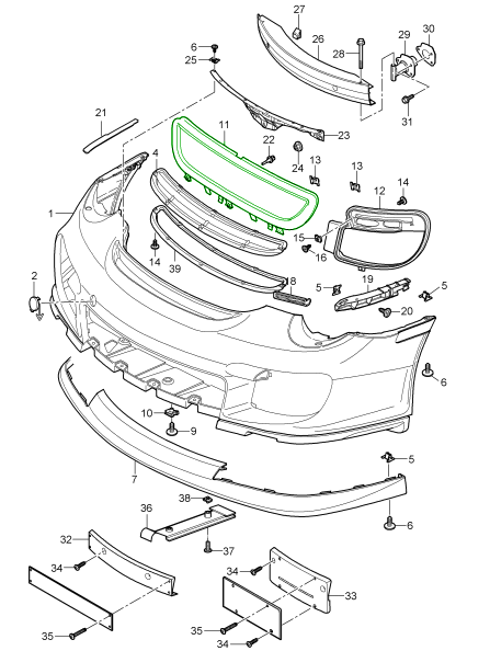 Porsche 997 GT2 Front Bumper Retaining Frame 9975055418101C ...